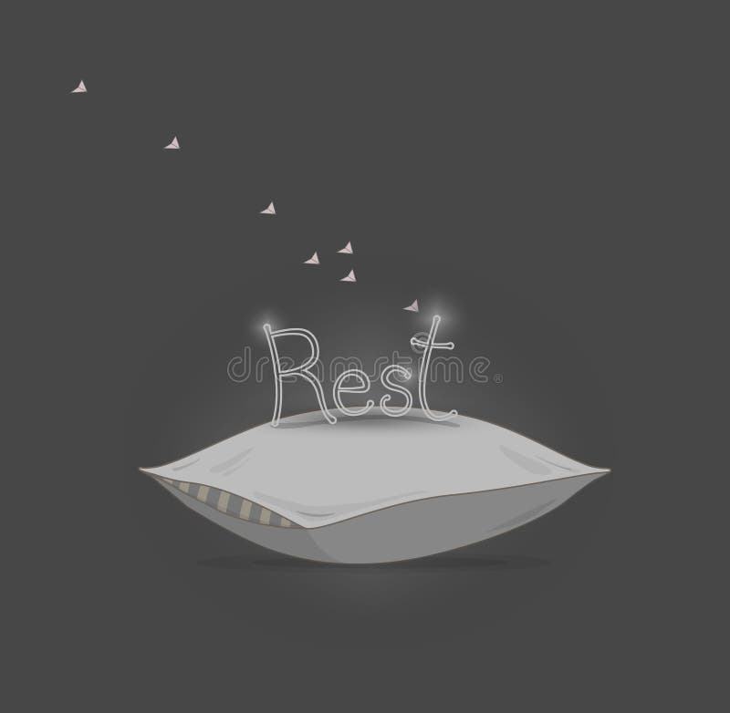 Rest. White Pillow on Grey Background with Text Stock Vector ...