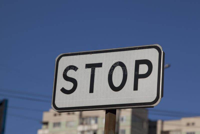 Restangular Sign Stop Out of the Rule of the Roed Stock Photo - Image ...