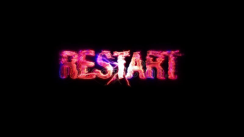 Restart Glow Pink Neon Abstract Lightning Glitch Text Animation Stock ...