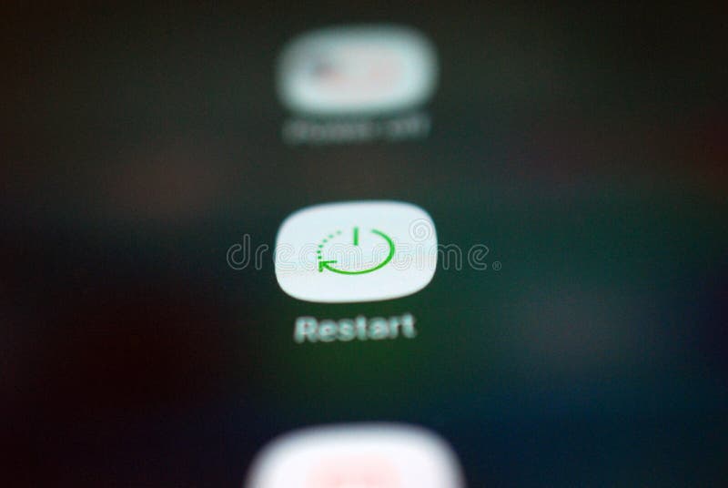 Restart Message on a Smartphone Screen Stock Image - Image of portable ...