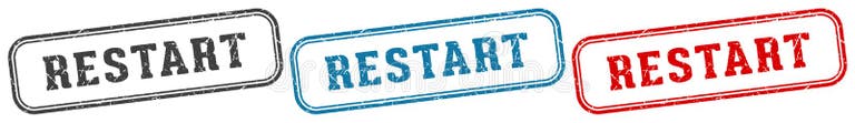 Restart Stamp. Restart Rectangular Stamp Set Isolated on White ...