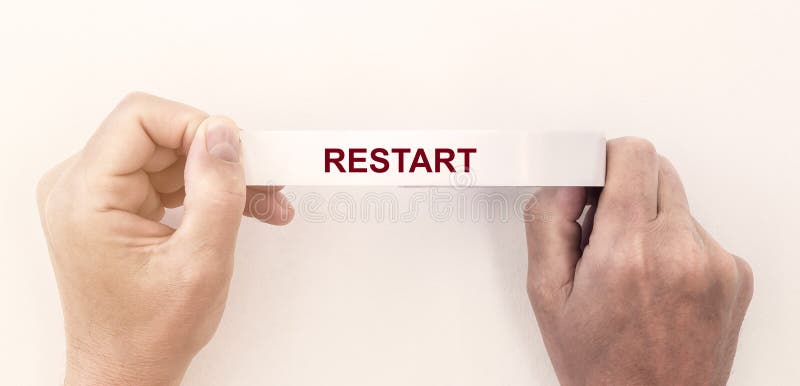 Restart and Reset Symbol. Businessman Hand Turns Cubes and Changes the ...
