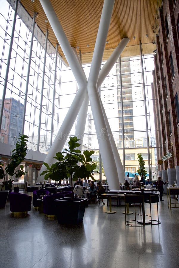 A Restaurant in the Atrium of the Modern Office Building Editorial ...