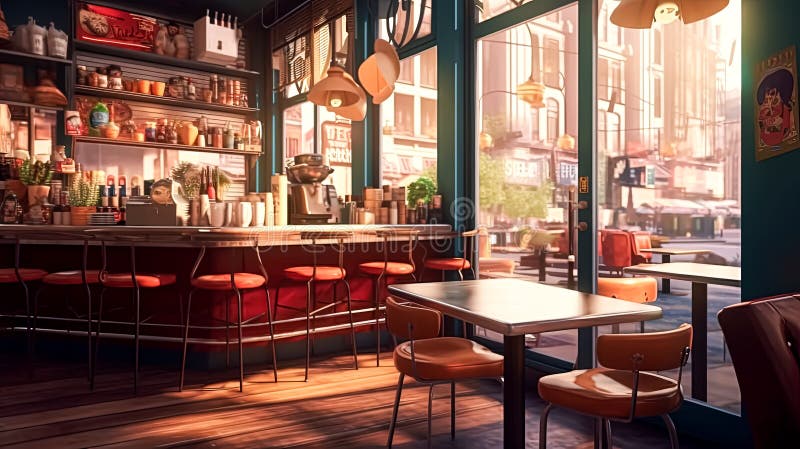 A Restaurant with a Bar and Tables Stock Photo - Image of lunch, glass ...