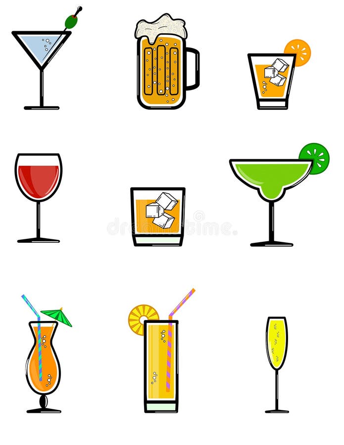 Restaurant and Bar Vector Illustration of Alcoholic Drinks Stock Vector ...