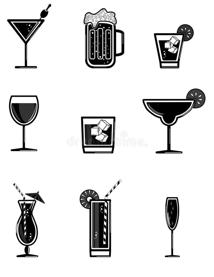 Restaurant and Bar Vector Illustration of Alcoholic Drinks Stock Vector ...