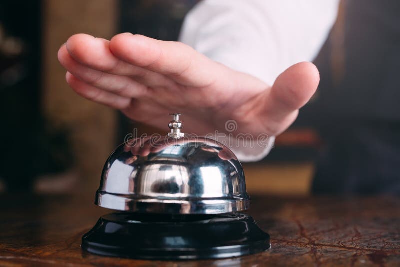 Restaurant Bell Vintage with Hand. Hotel Service Bell Stock Image ...