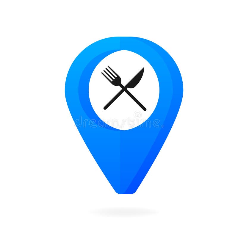 Restaurant Blue Pointer on Map. Map Restaurant Pointer. Restaurant Map ...