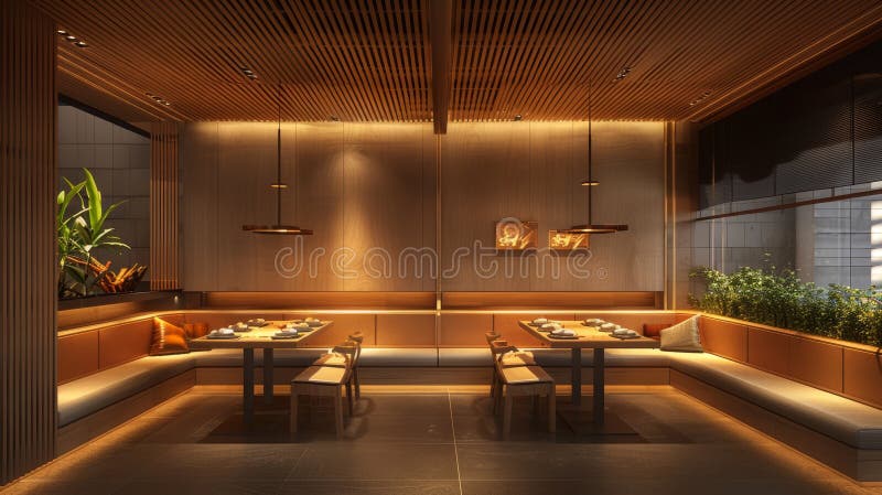 Restaurant Booth, Minimalist Design AI Generated Stock Illustration ...