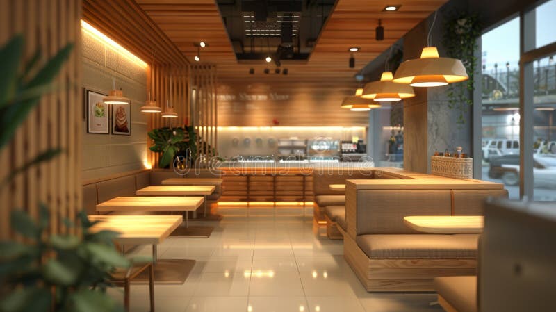Restaurant Booth, Minimalist Design AI Generated Stock Illustration ...