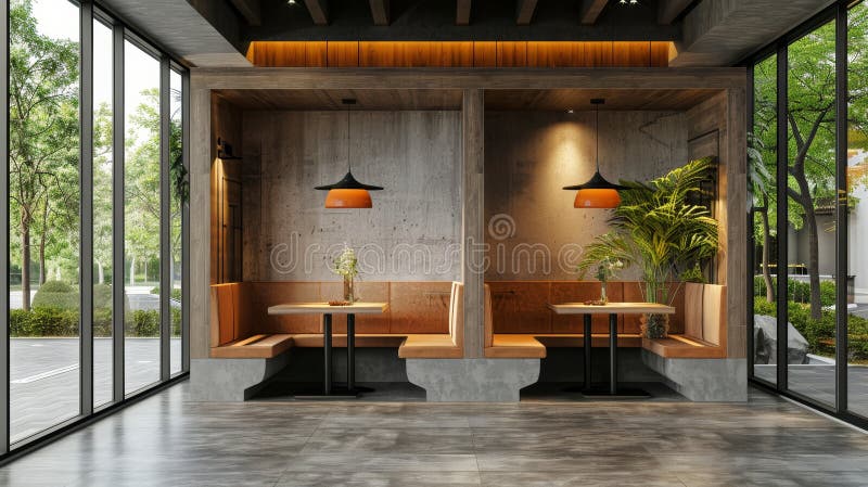 Restaurant Booth, Minimalist Design AI Generated Stock Illustration ...