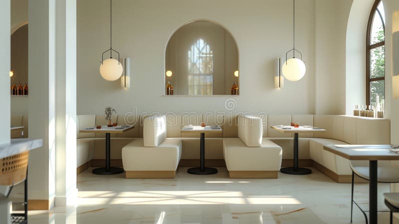 Restaurant Booth, Minimalist Design AI Generated Stock Illustration ...