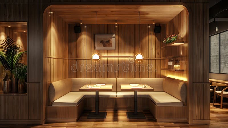 Restaurant Booth, Minimalist Design AI Generated Stock Illustration ...
