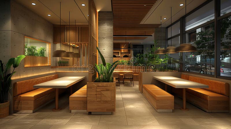 Restaurant Booth, Minimalist Design AI Generated Stock Illustration ...