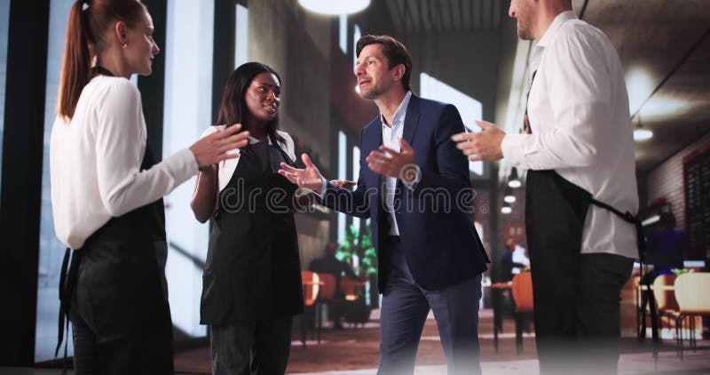 The Restaurant Boss Argues with Diverse Team Stock Image - Image of ...