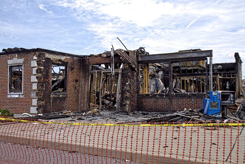 Restaurant Burnt-down stock photo. Image of demolished - 40196536