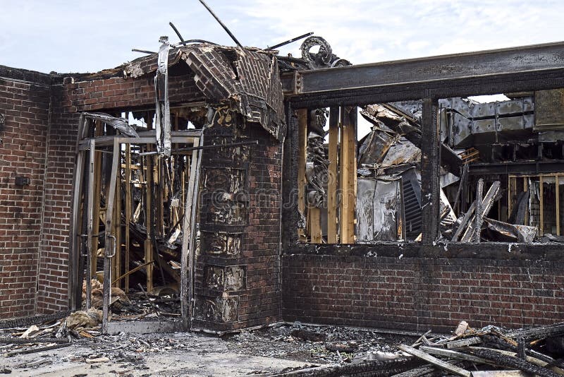 Restaurant Burnt-down stock image. Image of scrap, security - 40196575