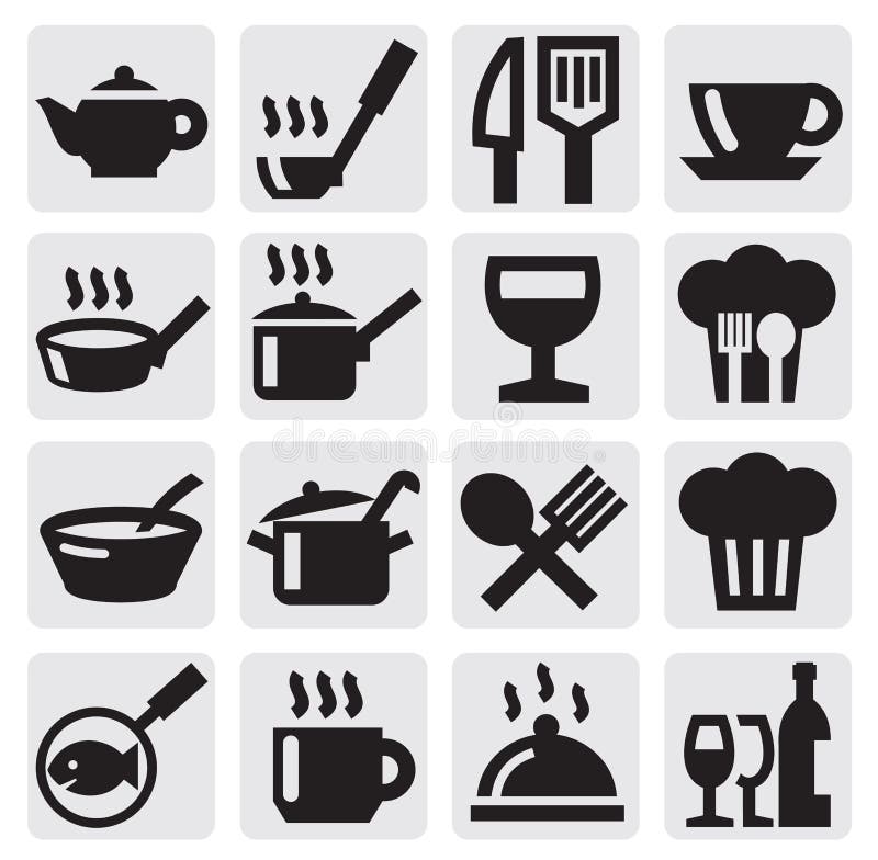Restaurant and Cooking Icons Stock Vector - Illustration of cafe ...