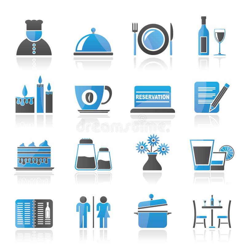 Hotel and Restaurant Staff Icons Stock Vector - Illustration of ...