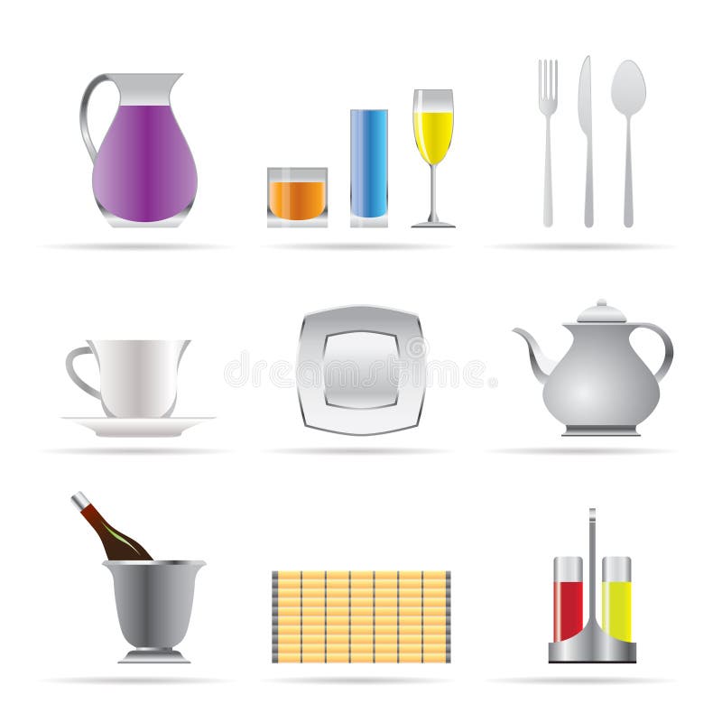Restaurant, Cafe, Bar and Night Club Icons Stock Vector - Illustration ...