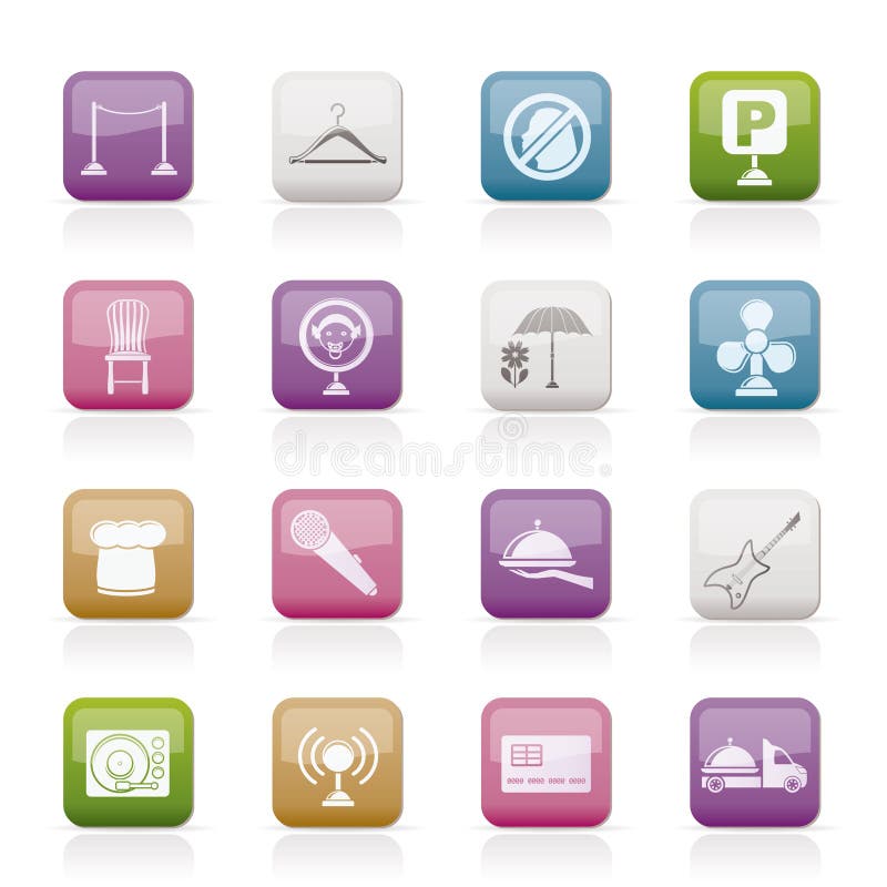 Restaurant, Cafe, Bar and Night Club Icons Stock Vector - Illustration ...