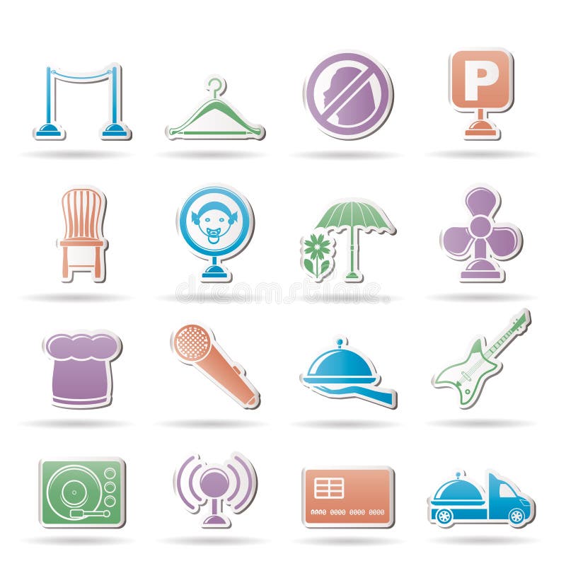 Restaurant, Cafe, Bar and Night Club Icons Stock Vector - Illustration ...