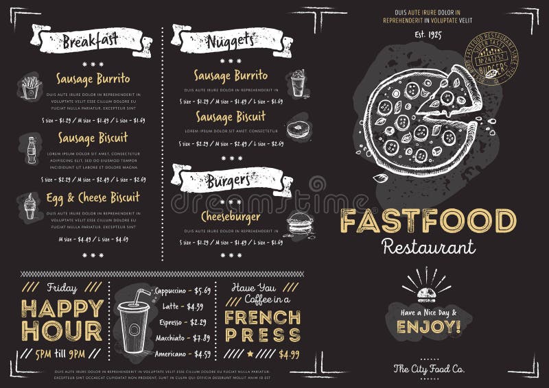 Restaurant Cafe Fast Food Menu Template Stock Vector - Illustration of ...