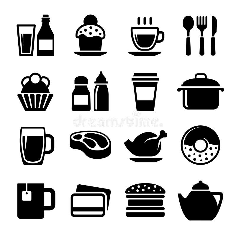Restaurant and Cafe Food Drink Icon Set. Vector Stock Vector ...