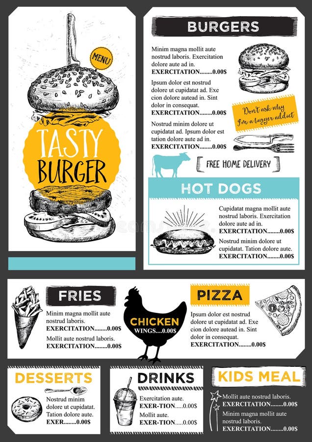 Restaurant Cafe Menu, Template Design. Stock Vector - Illustration of ...