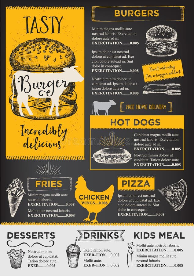 Restaurant Cafe Menu, Template Design. Stock Vector - Illustration of ...