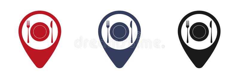 Restaurant Card Pin Symbol. Set of Icons Stock Illustration ...