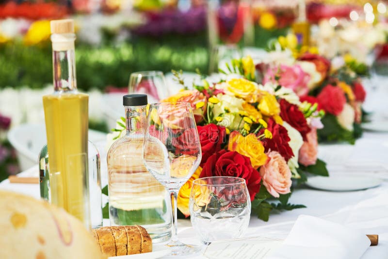 Restaurant Catering and Flower Table Decoration Service Stock Image ...