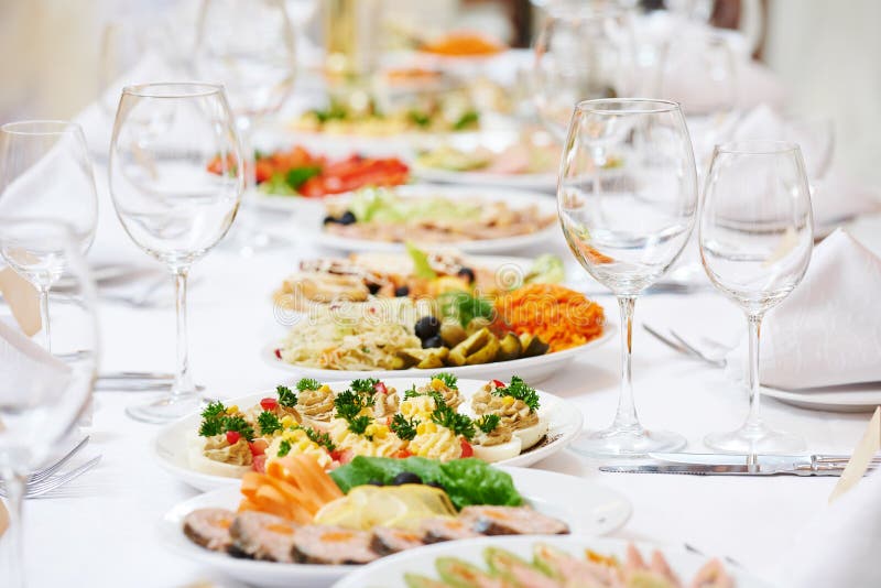 Catering Food Table Set Decoration Stock Image - Image of event ...