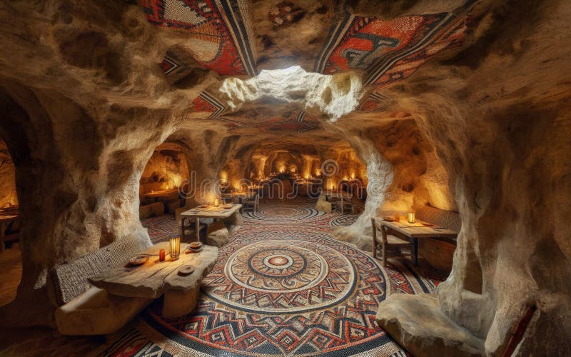 Restaurant in the Cave Interior without People Stock Image - Image of ...