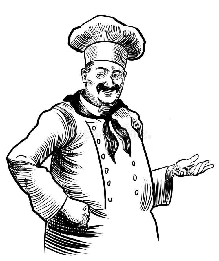 Restaurant chef character stock illustration. Illustration of drawing ...