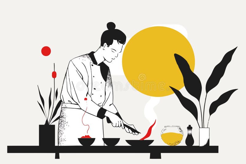 Restaurant Chef Character Creating Signature Dish Isolated Stock Vector ...