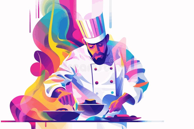 Restaurant Chef Character Creating Signature Dish Isolated Stock Vector ...