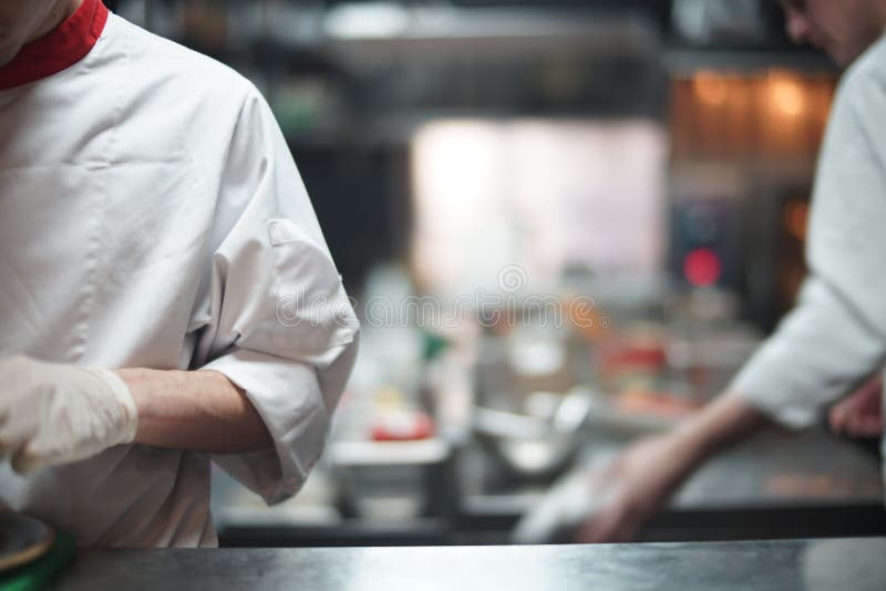 Restaurant Chef Cook Preparing Sea Food in Open Kitchen at Restaurant ...