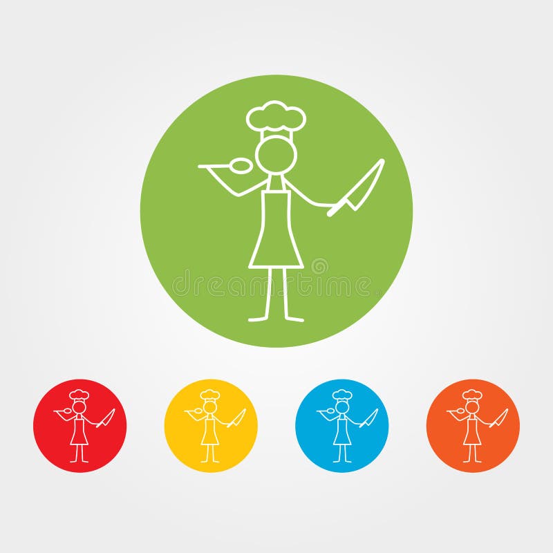 Restaurant Chef, Cook, Waiter Stick Figure Stock Vector - Illustration ...