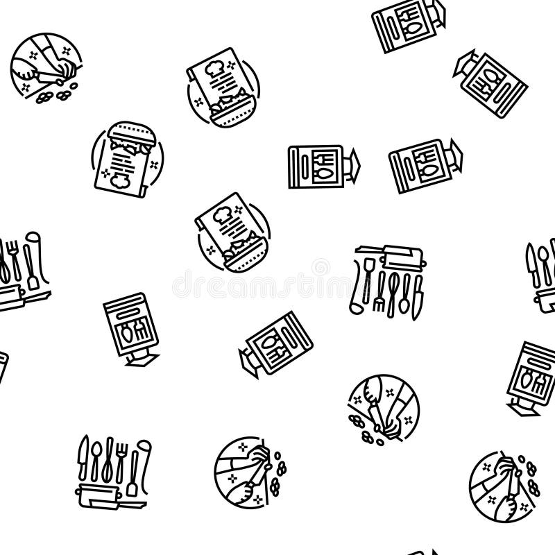 Restaurant Chef Cooking Food Seamless Pattern Vector Stock Vector ...