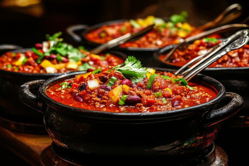 At the Restaurant, a Chili Contest Unfolds with a Row of Crock Pots ...