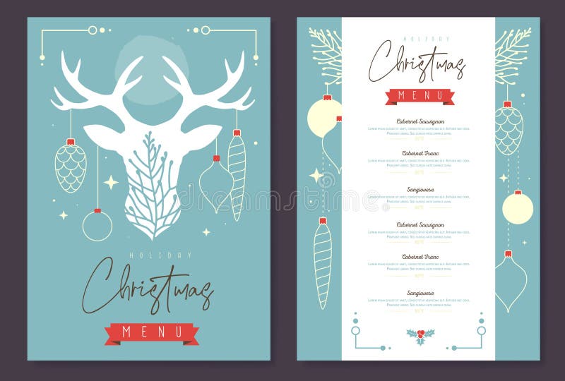 Restaurant Christmas Holiday Menu Design with Christmas Desoration ...