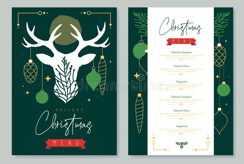 Restaurant Christmas Holiday Menu Design with Christmas Desoration ...