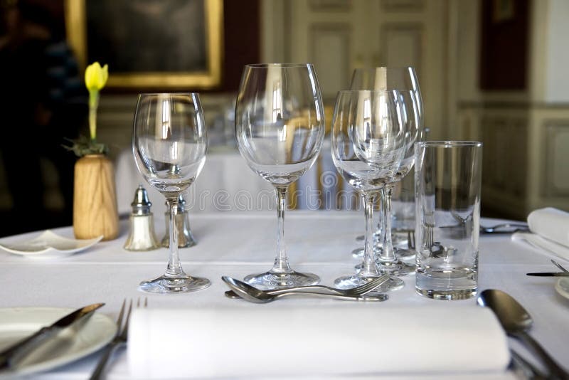 Restaurant - Classic Dinner Table Close Up Stock Image - Image of cater ...