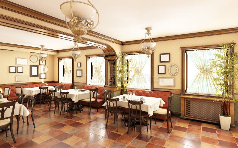 Restaurant in Classic Style Stock Illustration - Illustration of ...