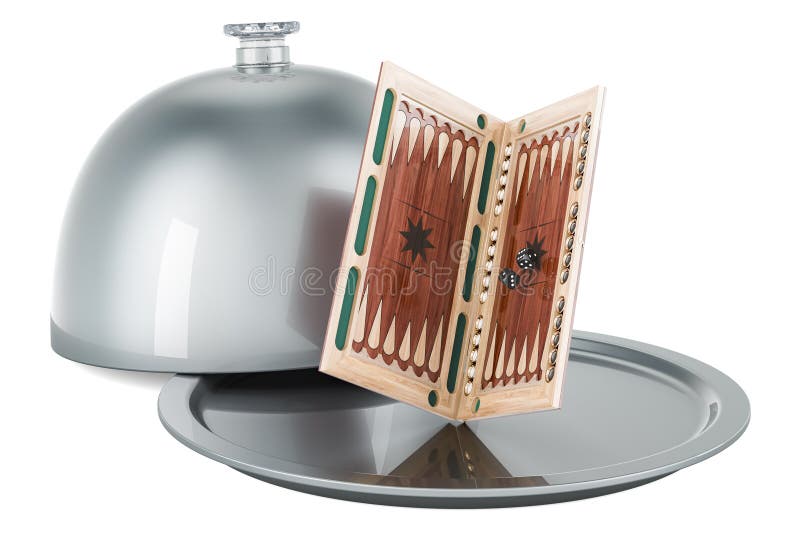 Restaurant Cloche with Backgammon, 3D Rendering Stock Illustration ...