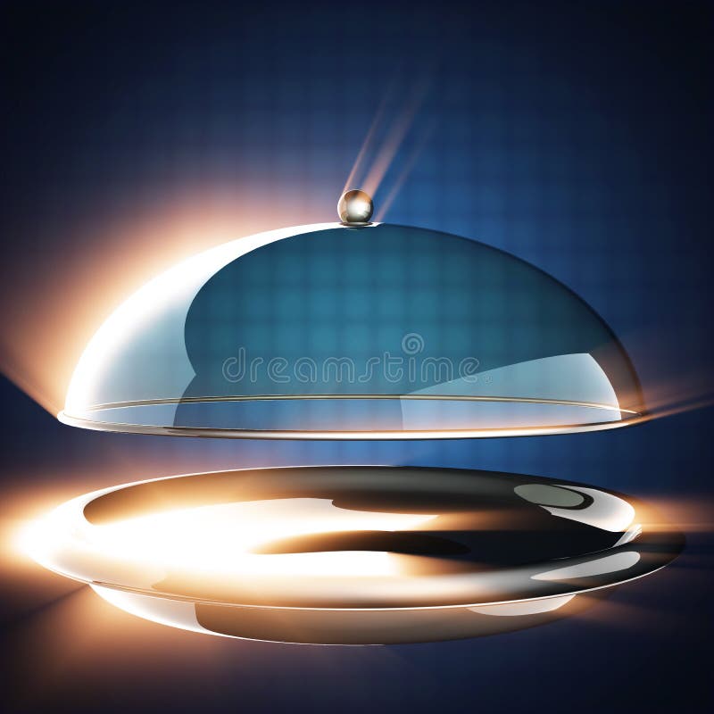 Restaurant Cloche on Blue Background Stock Illustration - Illustration ...