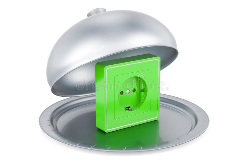Restaurant Cloche with Electrical Outlet, Socket. 3D Rendering Stock ...