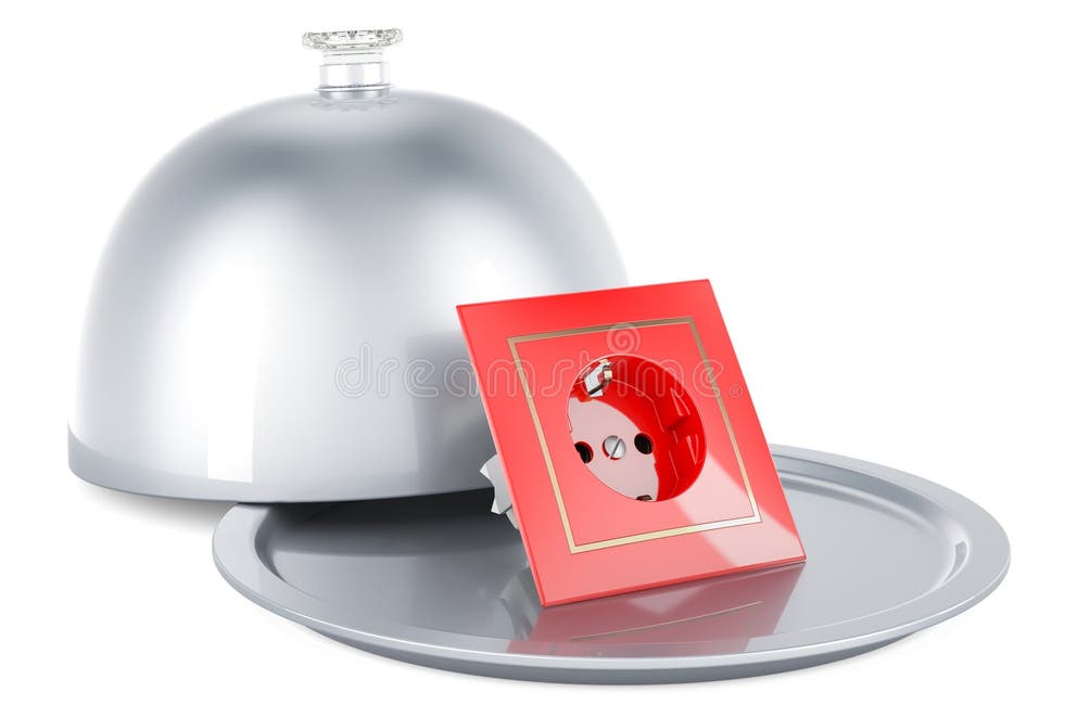 Restaurant Cloche with Electrical Socket, 3D Rendering Stock ...