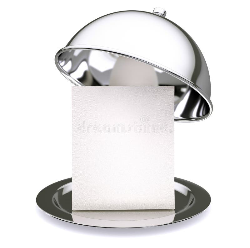 Restaurant Cloche with Open Lid Stock Illustration - Illustration of ...